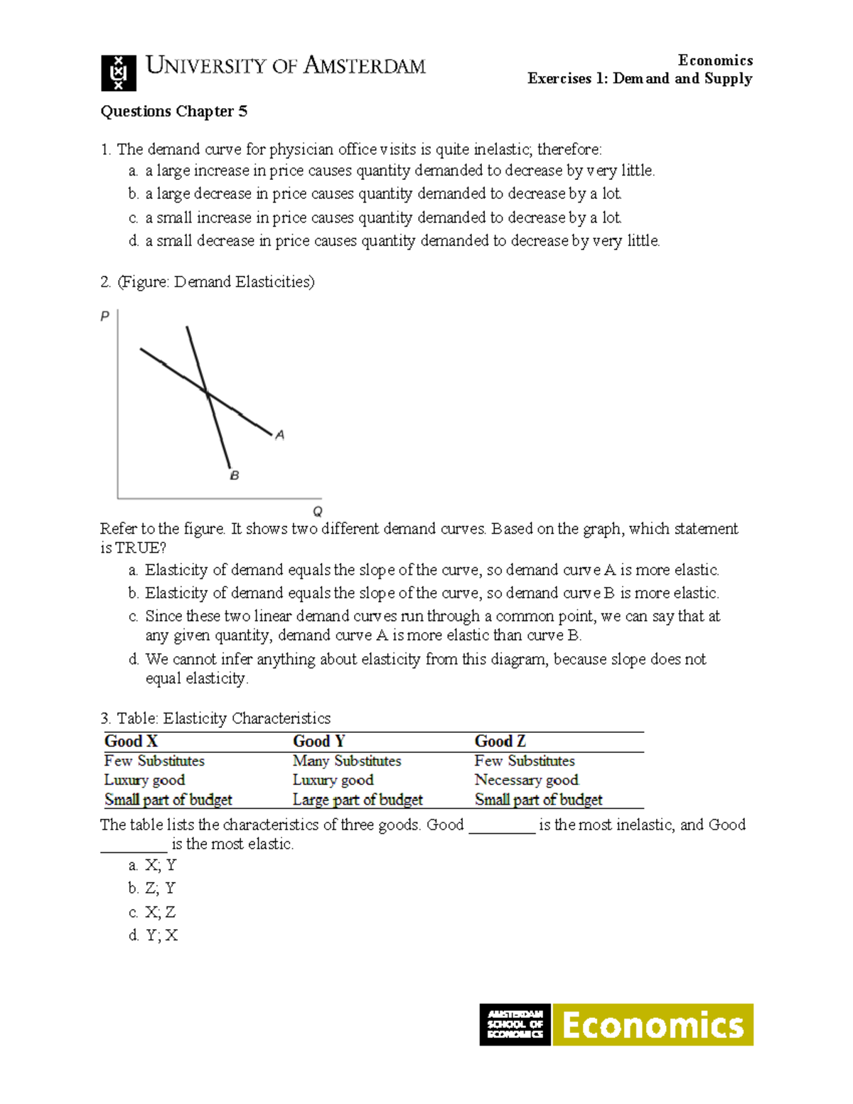 20231030 Week 1 Questions - Exercises 1: Demand and Supply Questions ...
