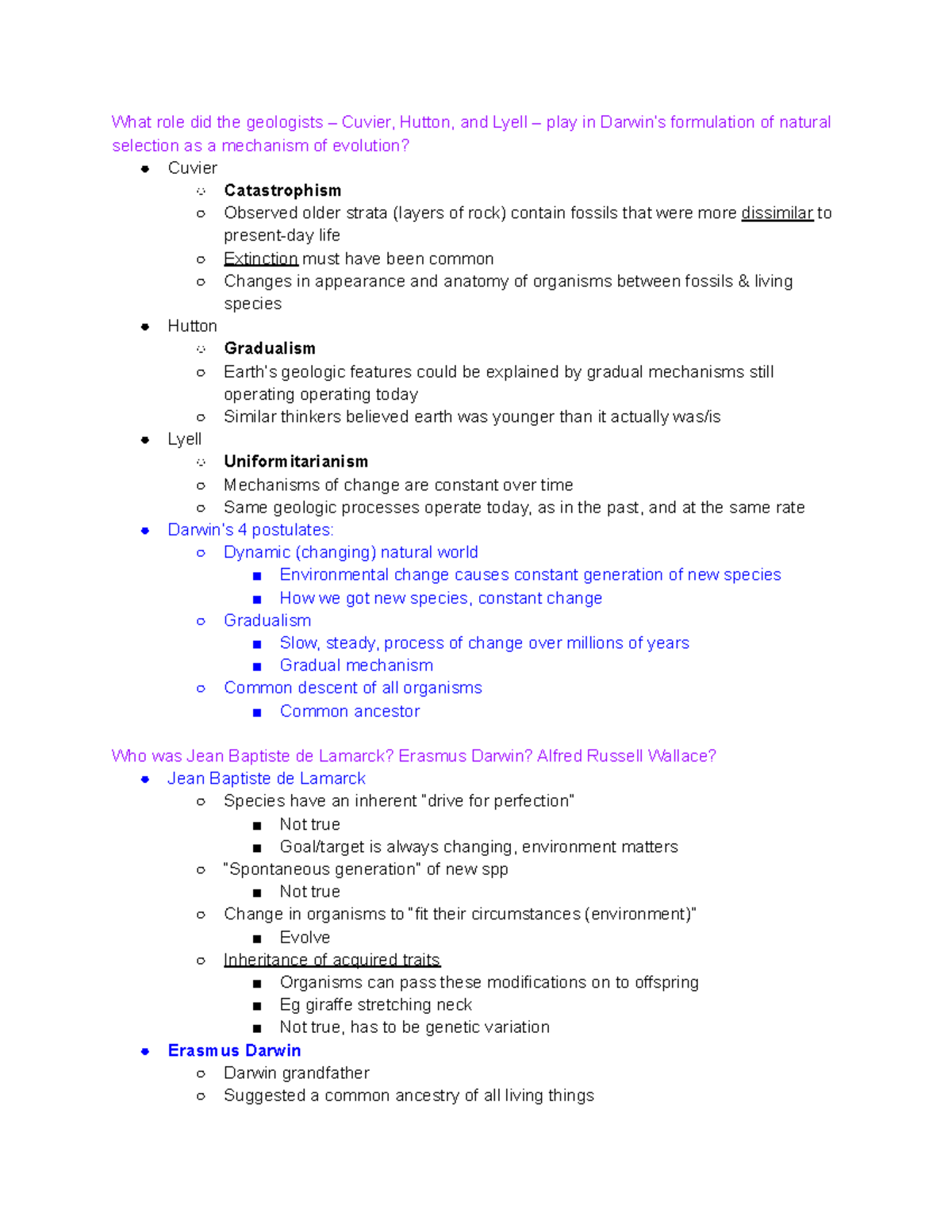 Ecology Evolutionary Biology Main Concepts - What role did the geologists – Cuvier, Hutton, and ...