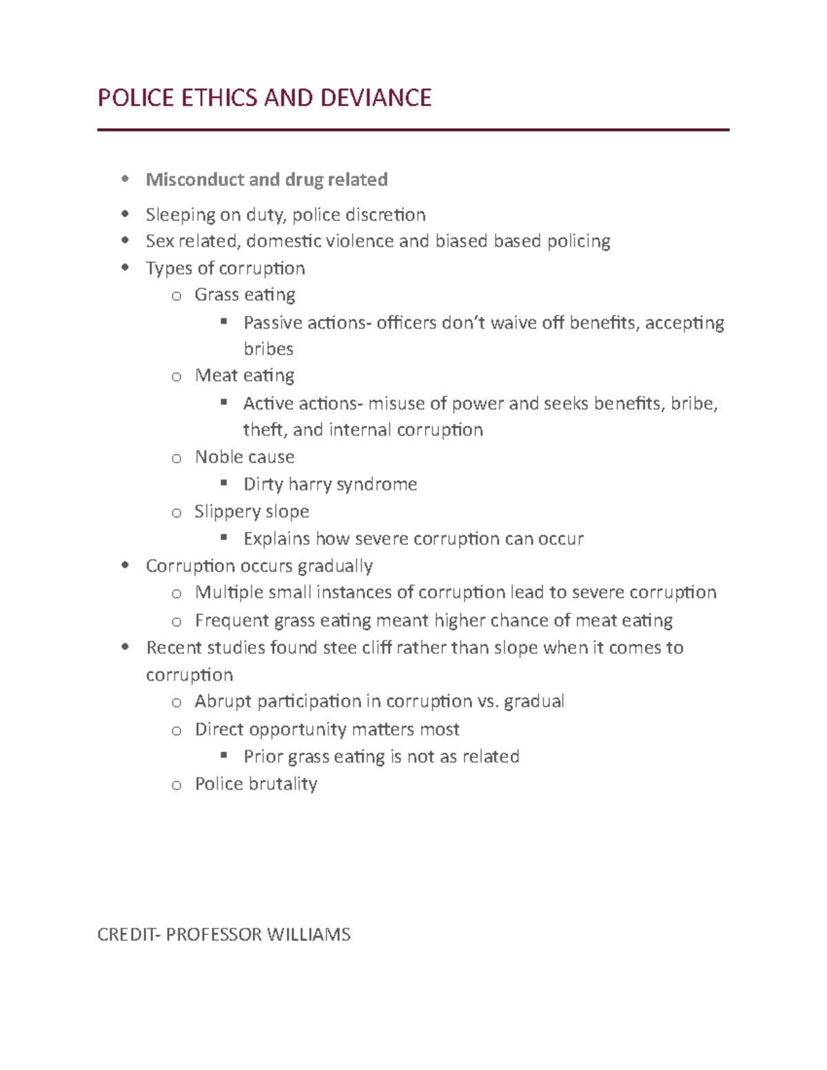 Police Ethics AND Deviance - POLICE ETHICS AND DEVIANCE Misconduct and ...