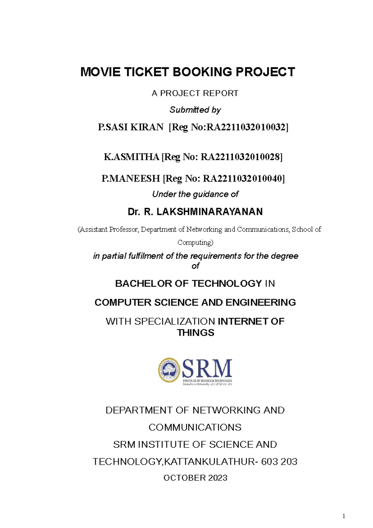 Movie Ticket Booking Project-APP - 1 MOVIE TICKET BOOKING PROJECT A ...