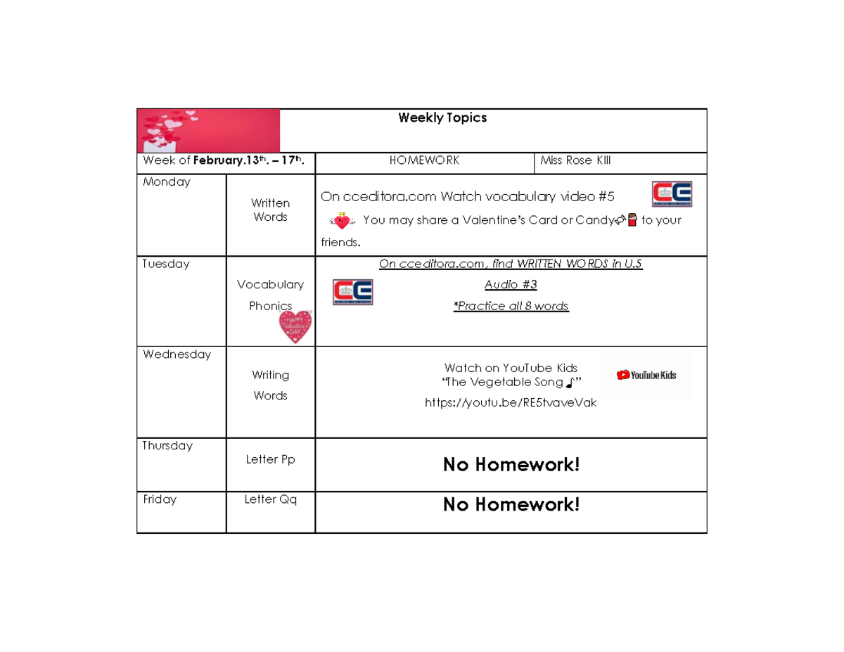 Weekly Topics - Free Edit - Copy - Weekly Topics Week of February. – 17 ...