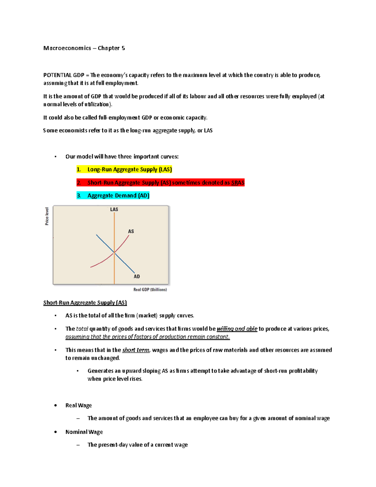 ECON- Summary Chapter 5 - Macroeconomics – Chapter 5 POTENTIAL GDP ... ECON- Summary Chapter 5 - Macroeconomics – Chapter 5 POTENTIAL GDP ...