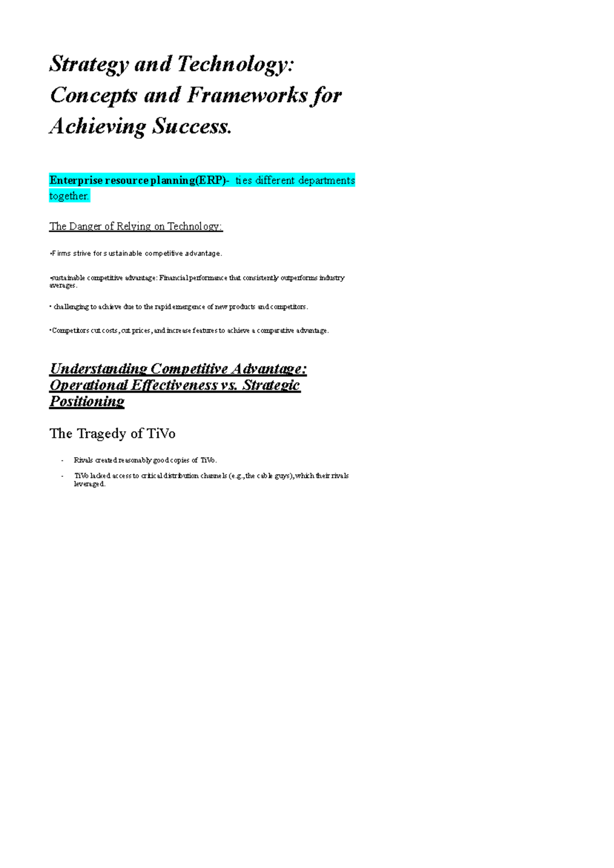 OIM Notes - Google Docs - professor Nora Junaid - Strategy and ...