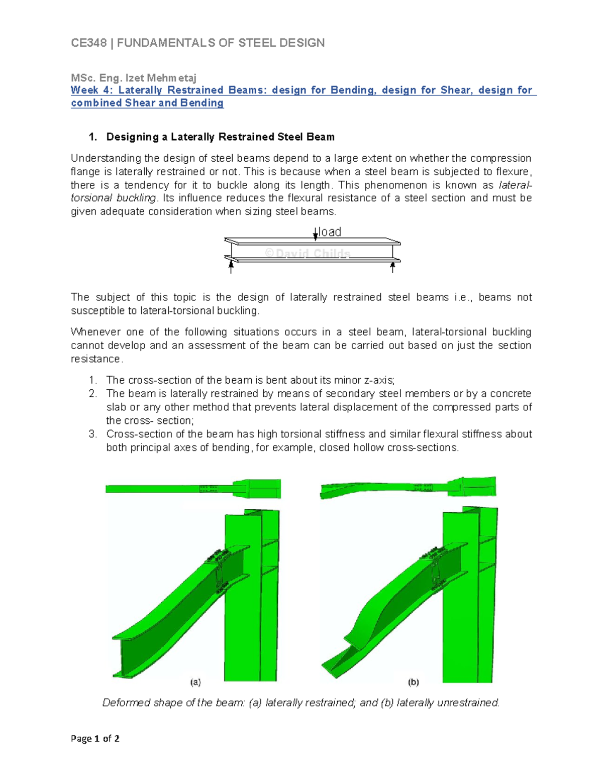 W04_Laterally Restrained Beams - MSc. Eng. Izet Mehmetaj Week 4 ...