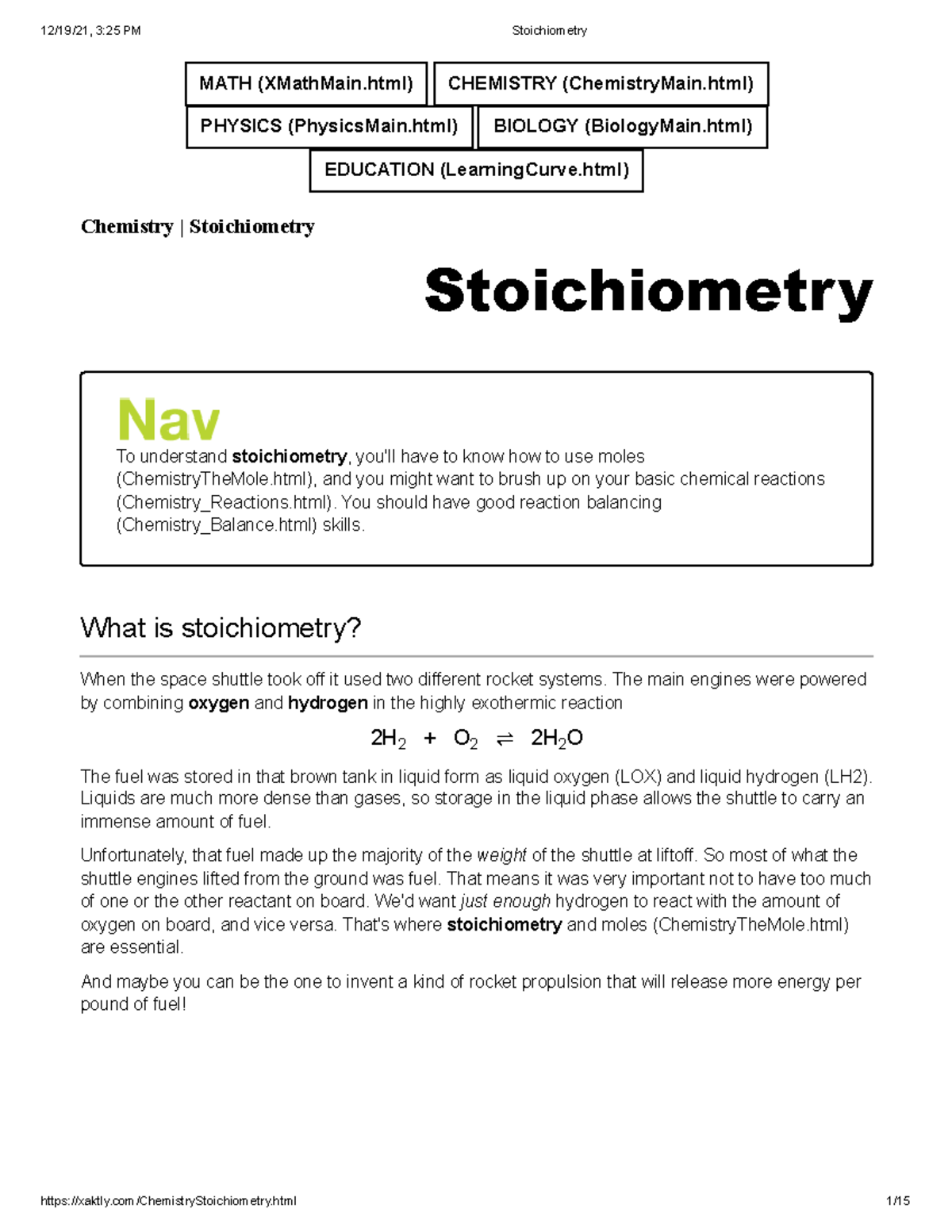 Stoichiometry Practice Material - MATH (XMathMain) CHEMISTRY ...