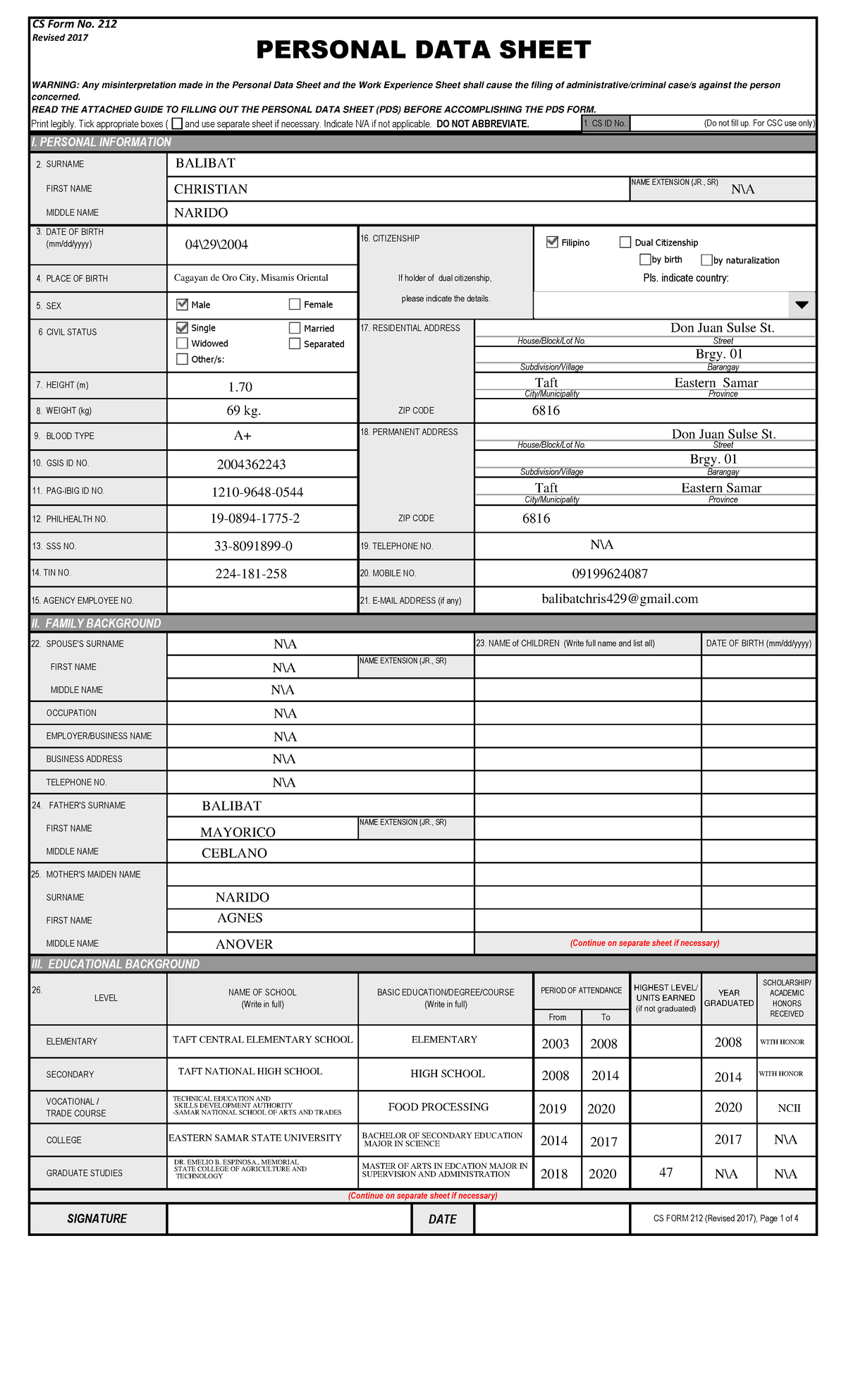 PDS 011621 - wer - Print legibly. Tick appropriate boxes ( ) and use ...