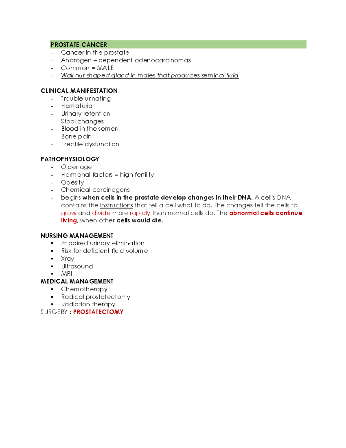 Prostate Cancer - PROSTATE CANCER Cancer in the prostate Androgen ...