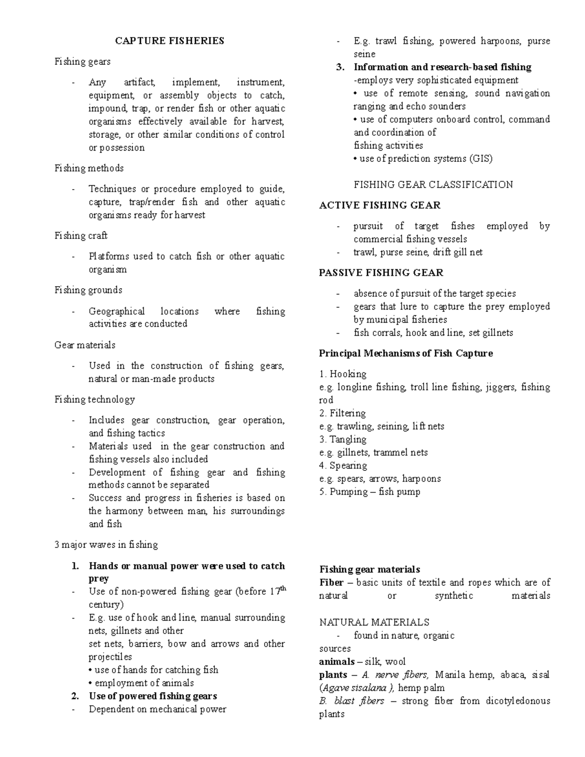 Capture Fisheries Print - CAPTURE FISHERIES Fishing gears - Any ...