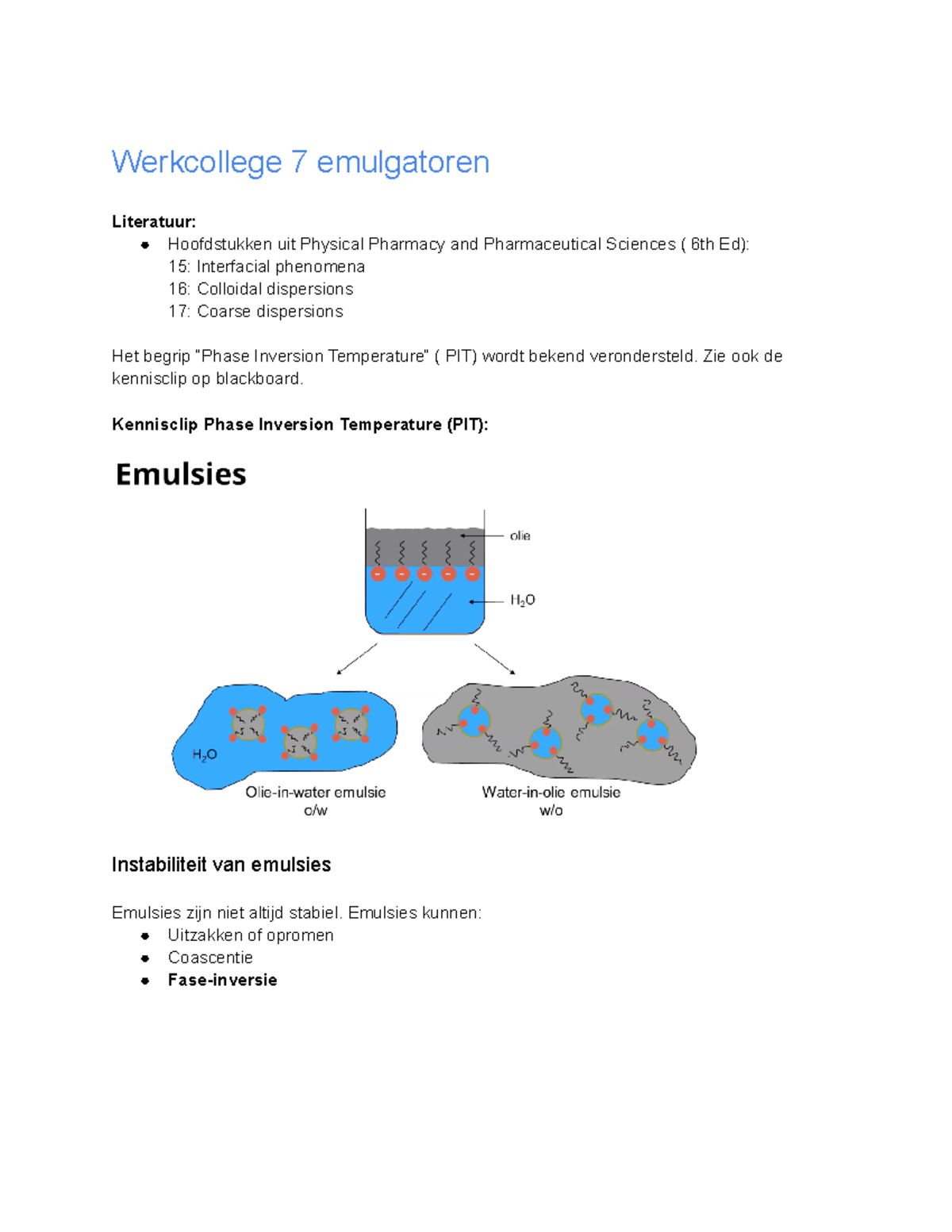 Werkcollege 7 emulgatoren - Werkcollege 7 emulgatoren Literatuur ...