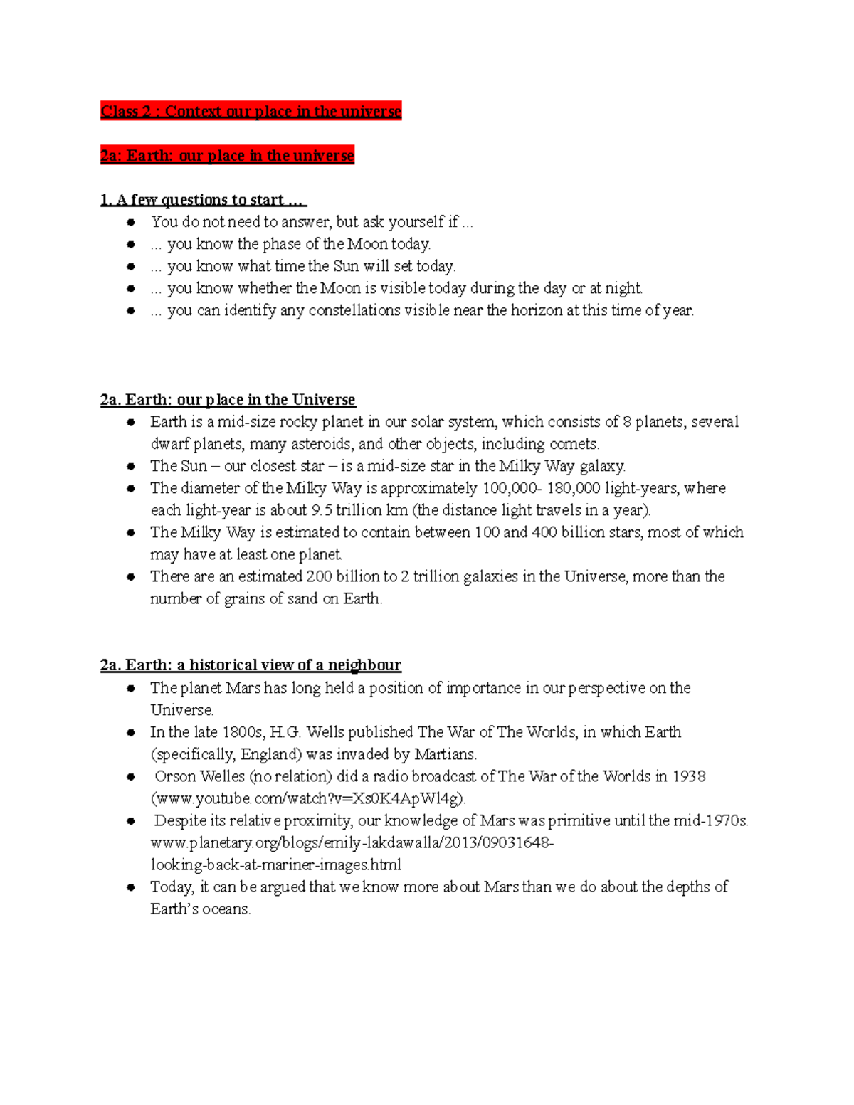 PSY4130 Class 2B - Lecture notes 2 - Class 2 : Context our place in the ...