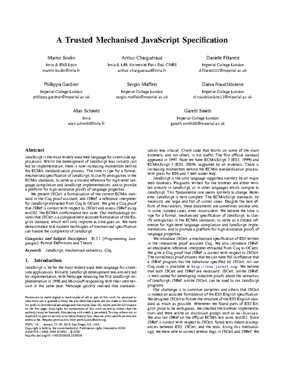A Trusted Mechanised Java Script Specification - A Trusted Mechanised JavaScript Specification ...