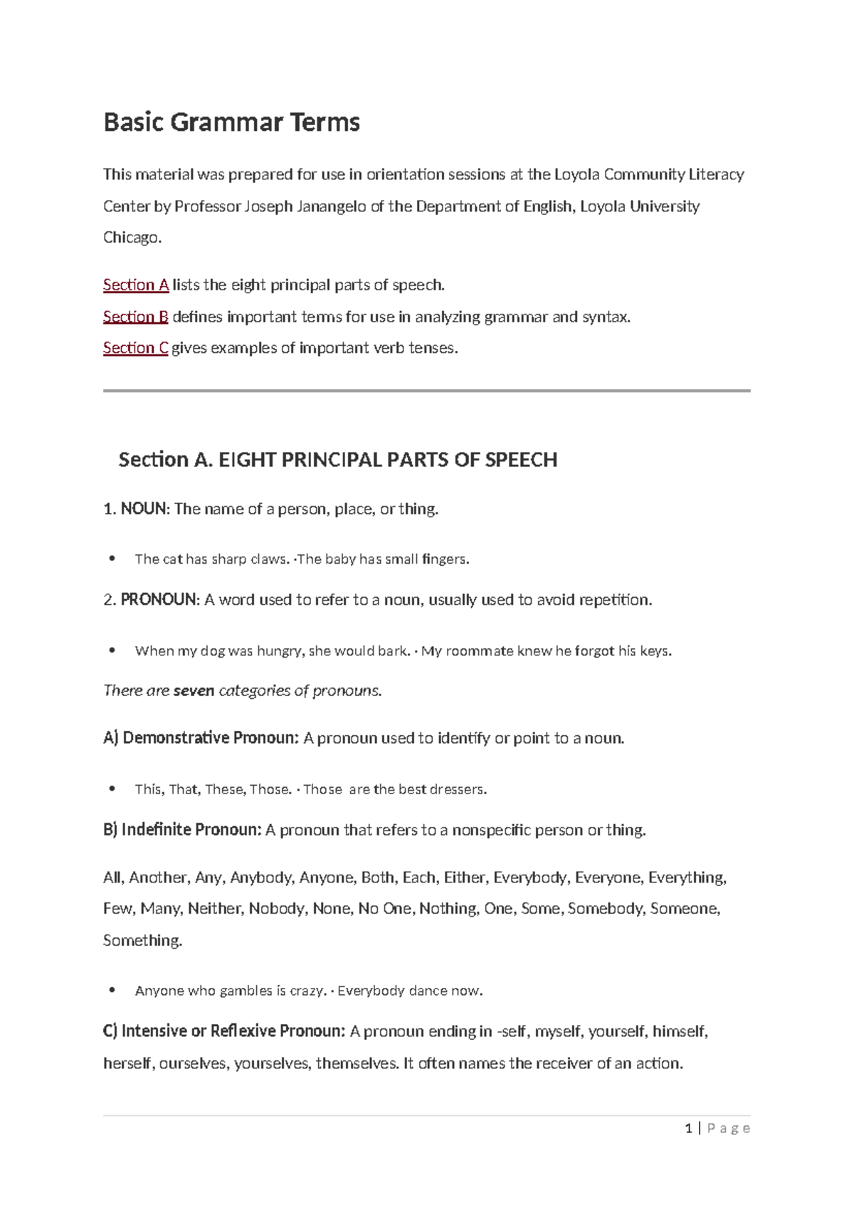 Basic Grammar Terms - Basic Grammar Terms This material was prepared ...