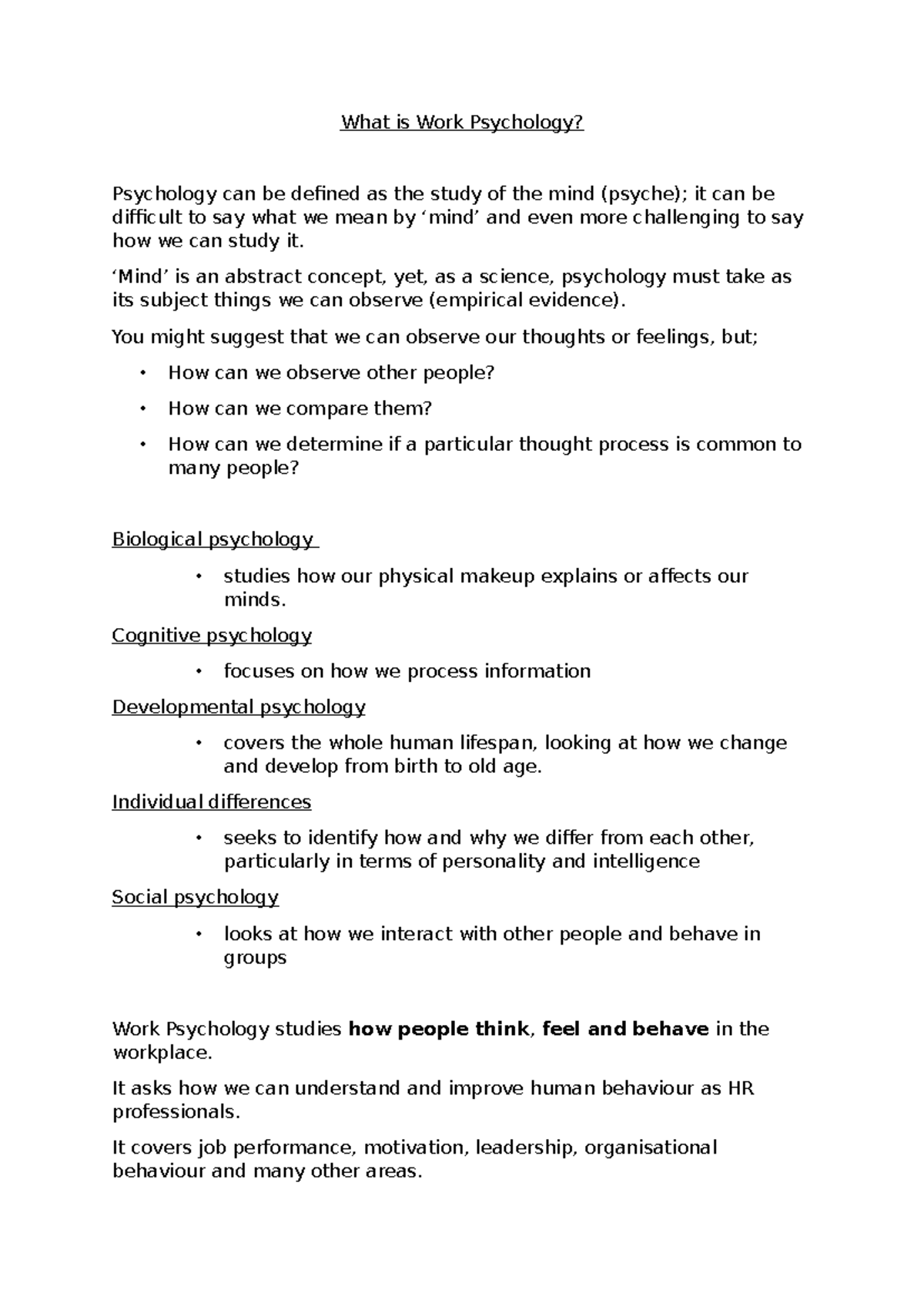 What is Work Psychology - What is Work Psychology? Psychology can be ...