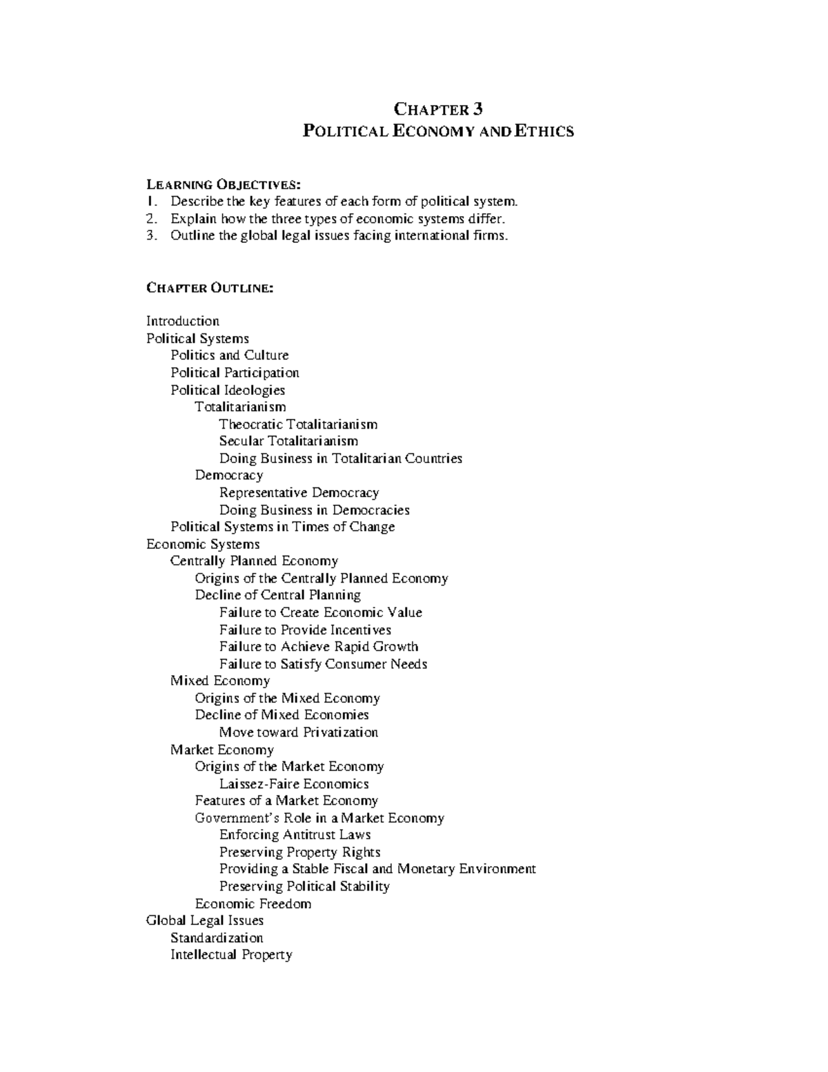 Chapter 3 - Summary - assignment - CHAPTER 3 POLITICAL ECONOMY AND ...