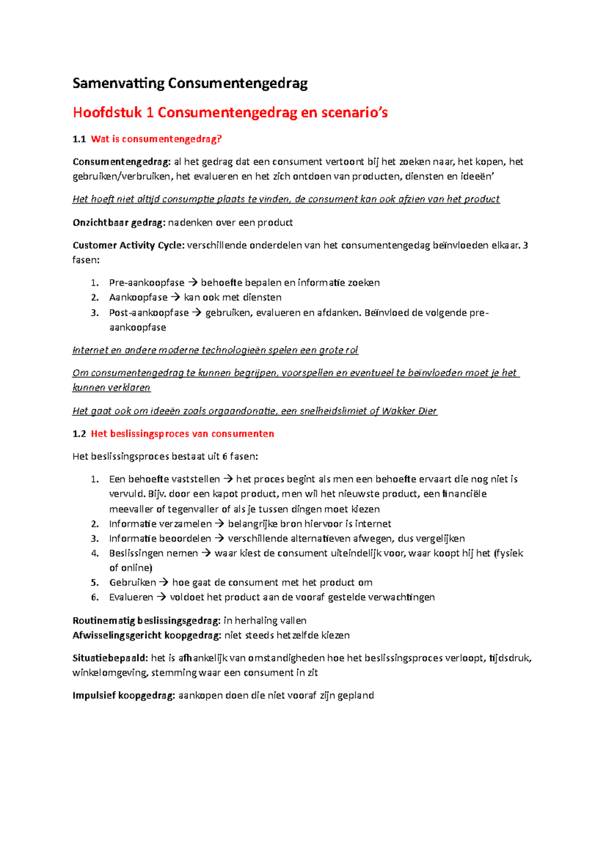 Samenvatting Consumentengedrag - Samenvatting Consumentengedrag Hoofdstuk 1 Consumentengedrag en ...