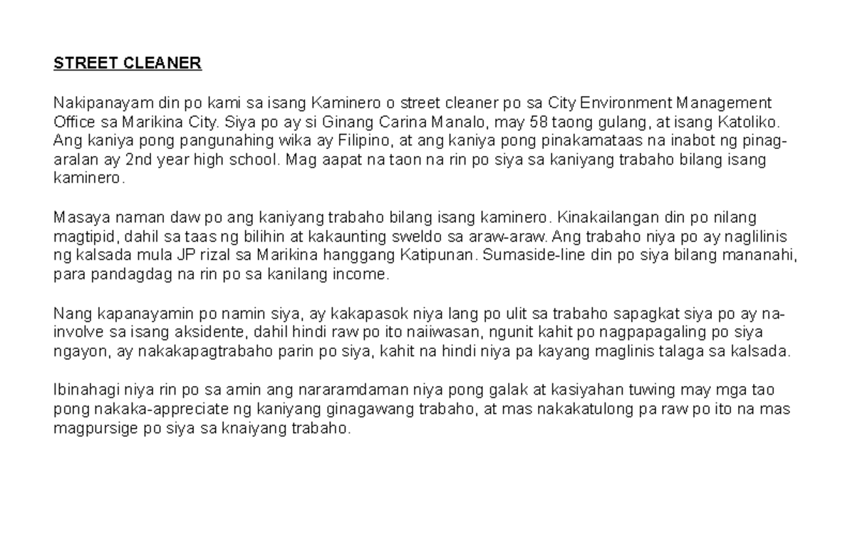 Street Cleaner - STREET CLEANER Nakipanayam din po kami sa isang ...