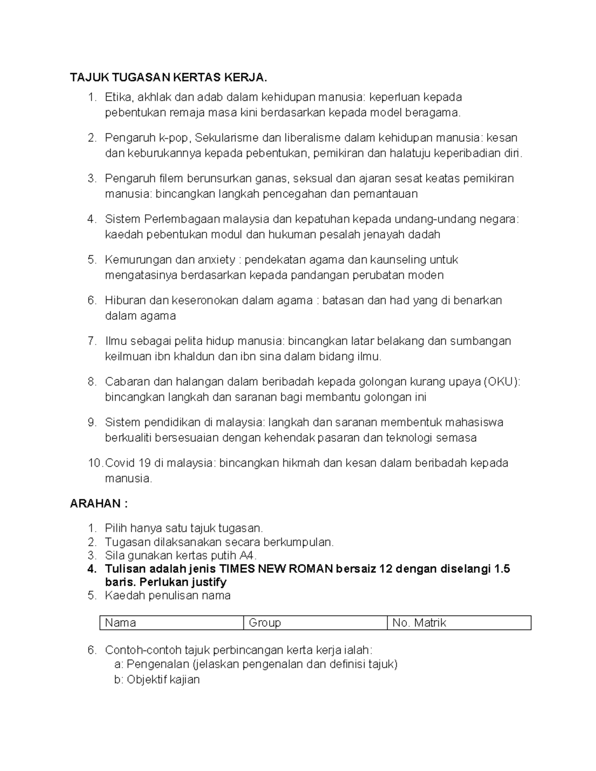 Ida153 kertas kerja - Practice materials - TAJUK TUGASAN KERTAS KERJA ...