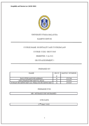 Assignment 1 Mirul - law - A202 GHOP HOSPITALITY OPERATION MANAGEMENT ...