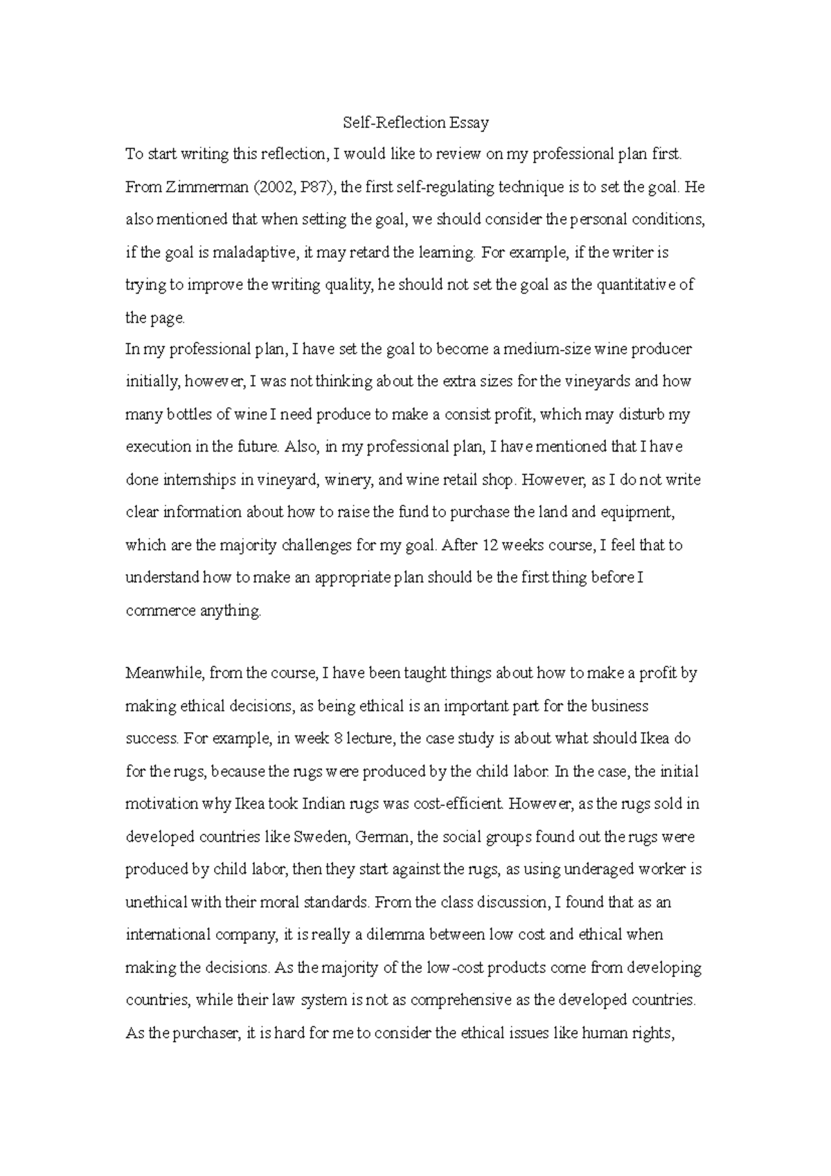 Z5197449 - self reflection - Essay To start writing this reflection, I ...
