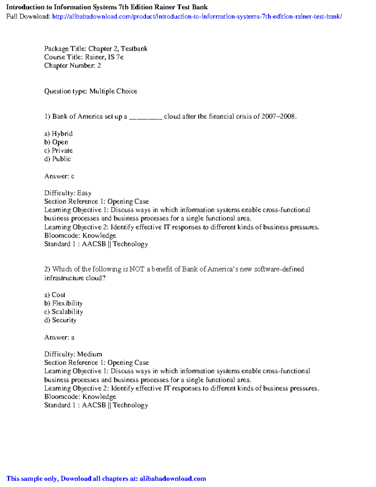 Introduction To Information Systems 7th Edition Rainer Test Bank