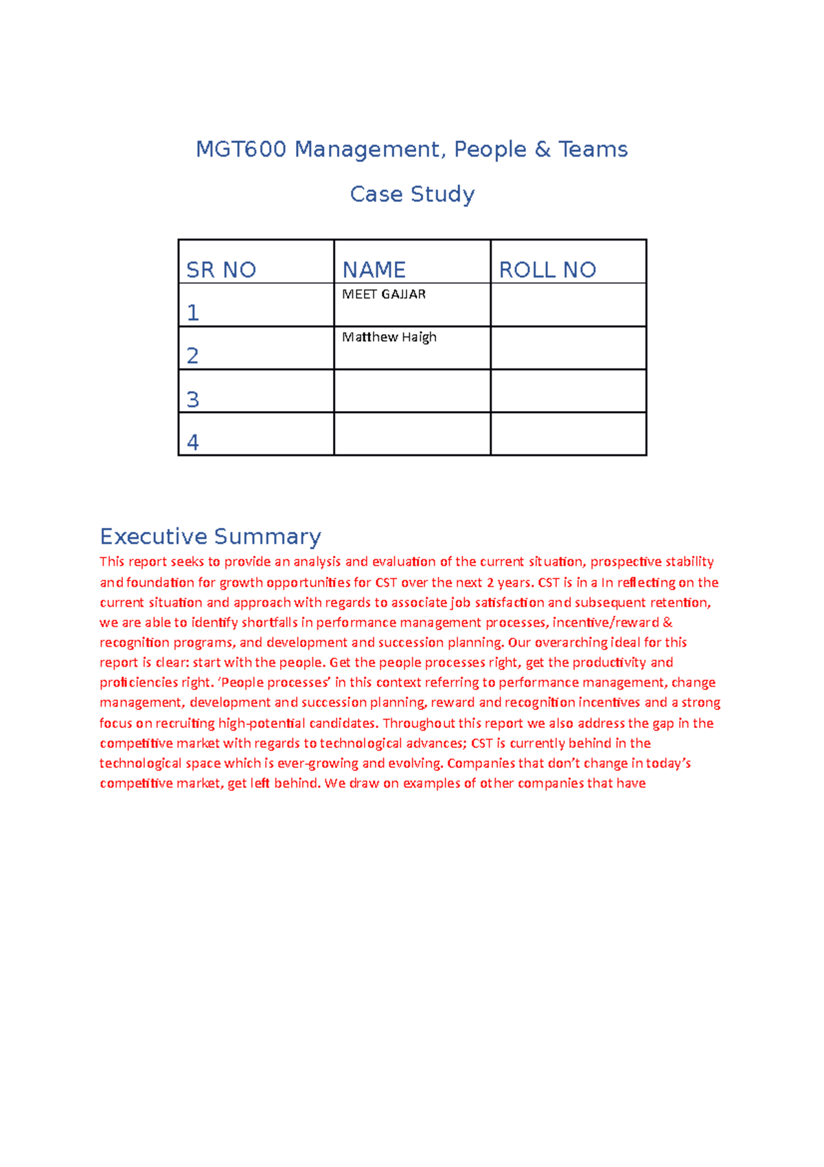 CASE Study CST edited - academic assignment with distinction marks ...