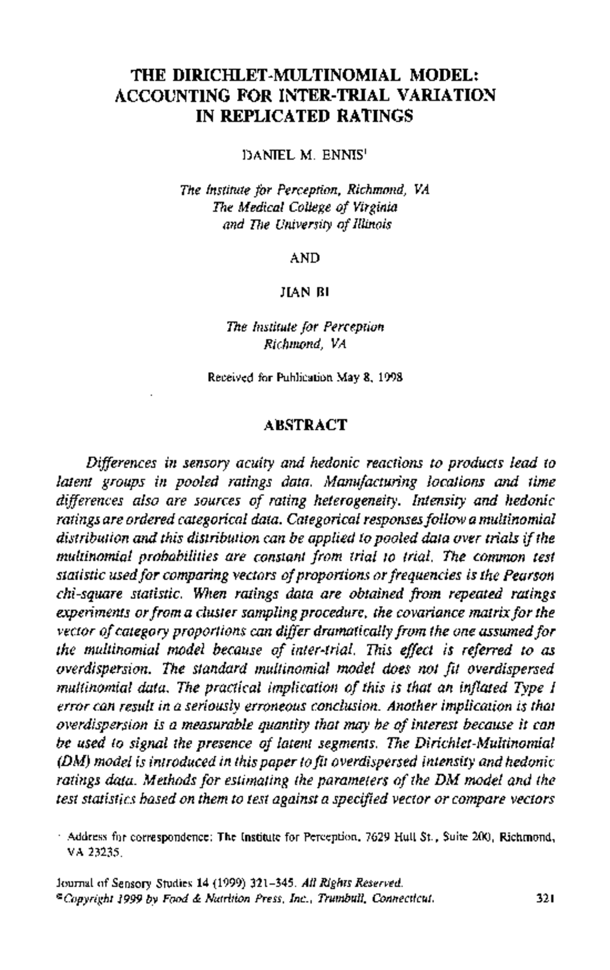 The Dirichlet Multinomial Model Accounti - THE DIRICHLET-MULTINOMIAL MODEL: ACCOUNTING FOR - Studocu