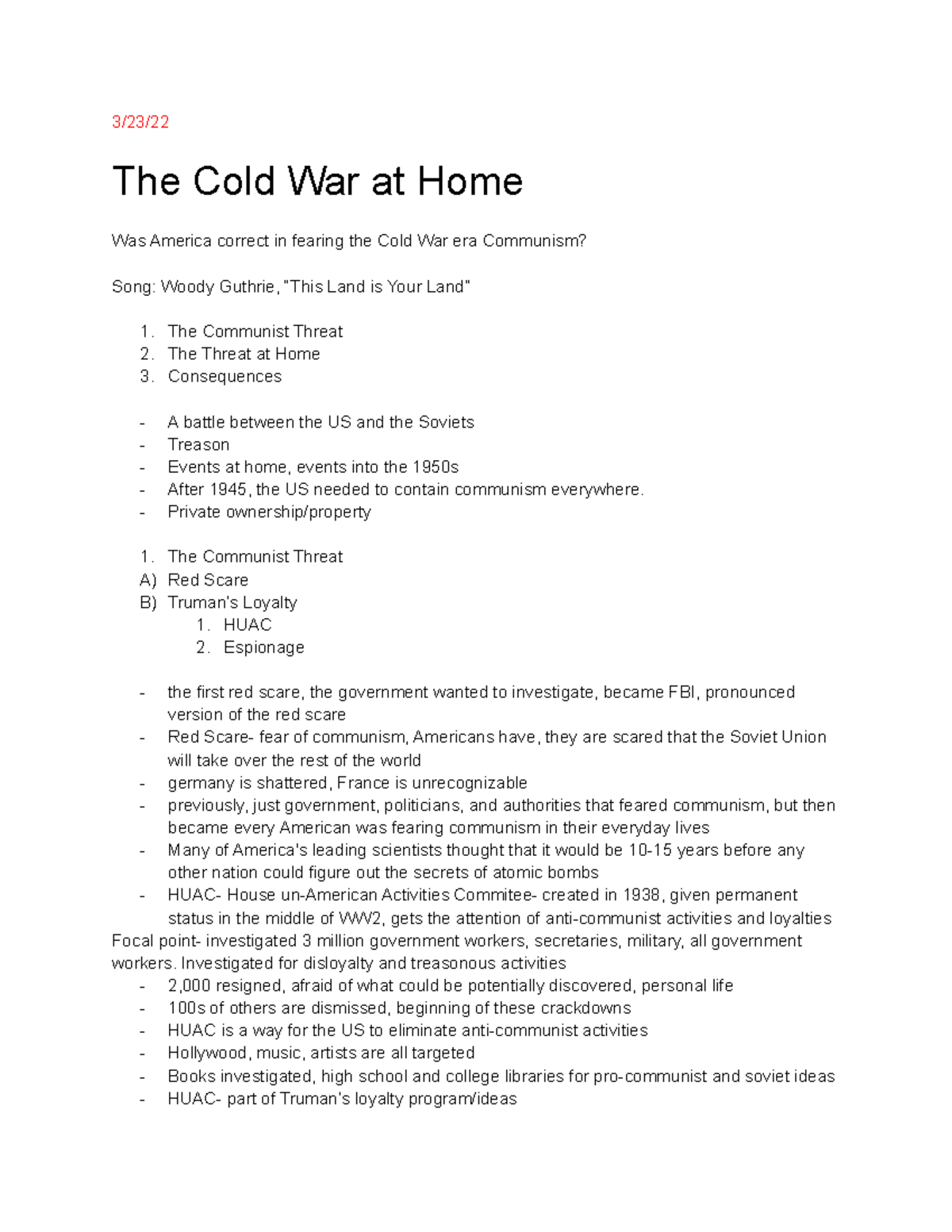The Cold War at Home, Communist Threat, Red Scare, Stop Communism! - 3 ...