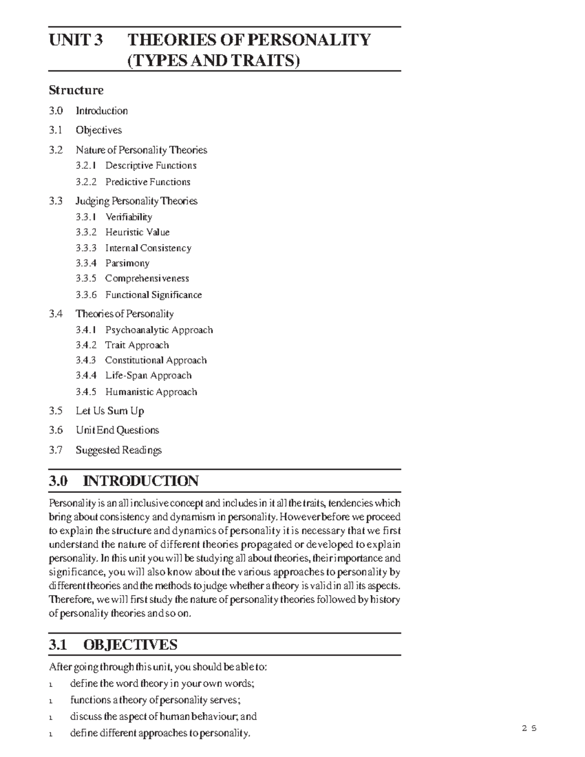 Mod 1 personality - 2 5 Theories of Personality UNIT 3 THEORIES OF ...