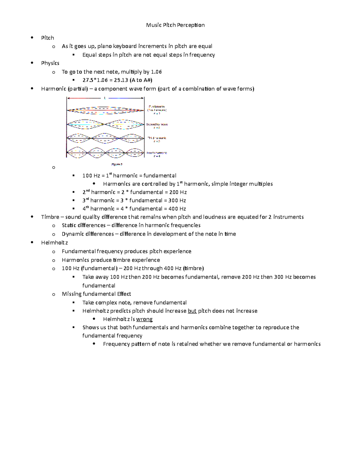 Music Pitch Perception - Music Pitch Perception Pitch o As it goes up ...