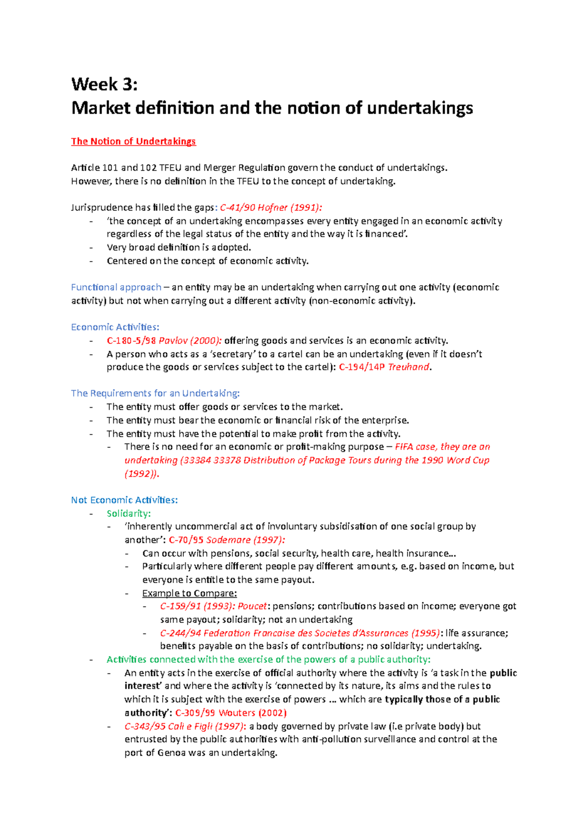 Week 3- Market definition and the notion of undertakings - Week 3 ...