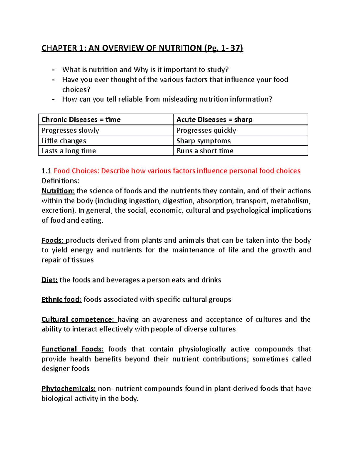 Chapter 1- An Overview of Nutrition - CHAPTER 1: AN OVERVIEW OF ...