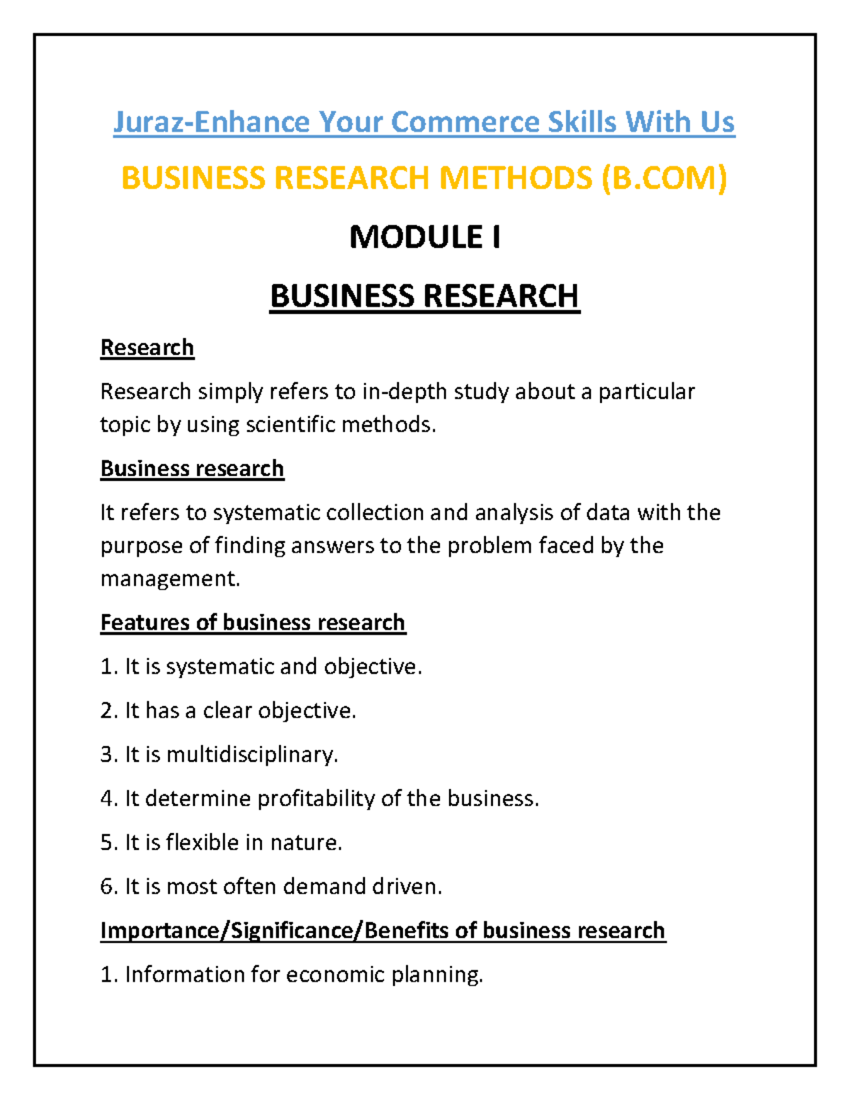 5sem-Business Research Method Full Module - Juraz-Enhance Your Commerce ...
