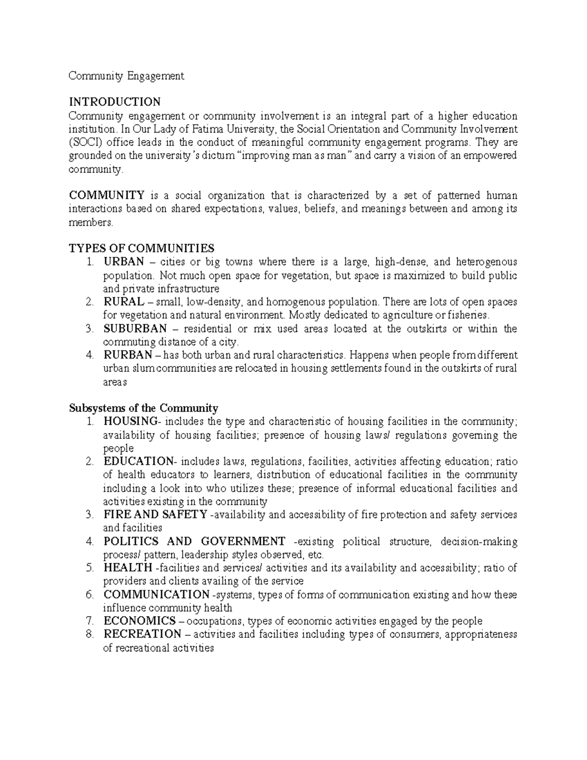 Community Engagement - Community Engagement INTRODUCTION Community ...