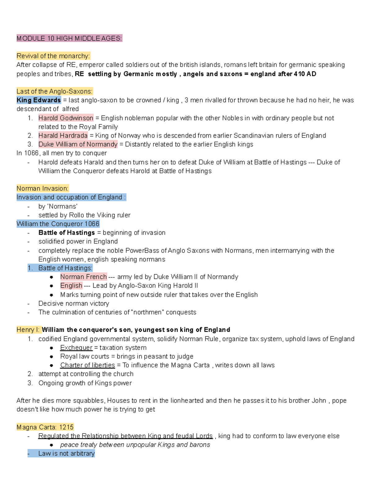 Western Civilizations - EXAM 2 - MODULE 10 HIGH MIDDLE AGES: Revival of ...