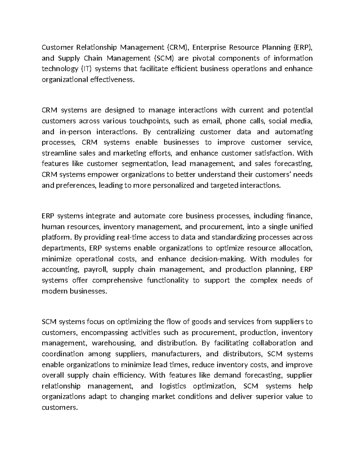 CRM ERP SCM - This document is for practice purposes. - Customer Relationship Management (CRM ...