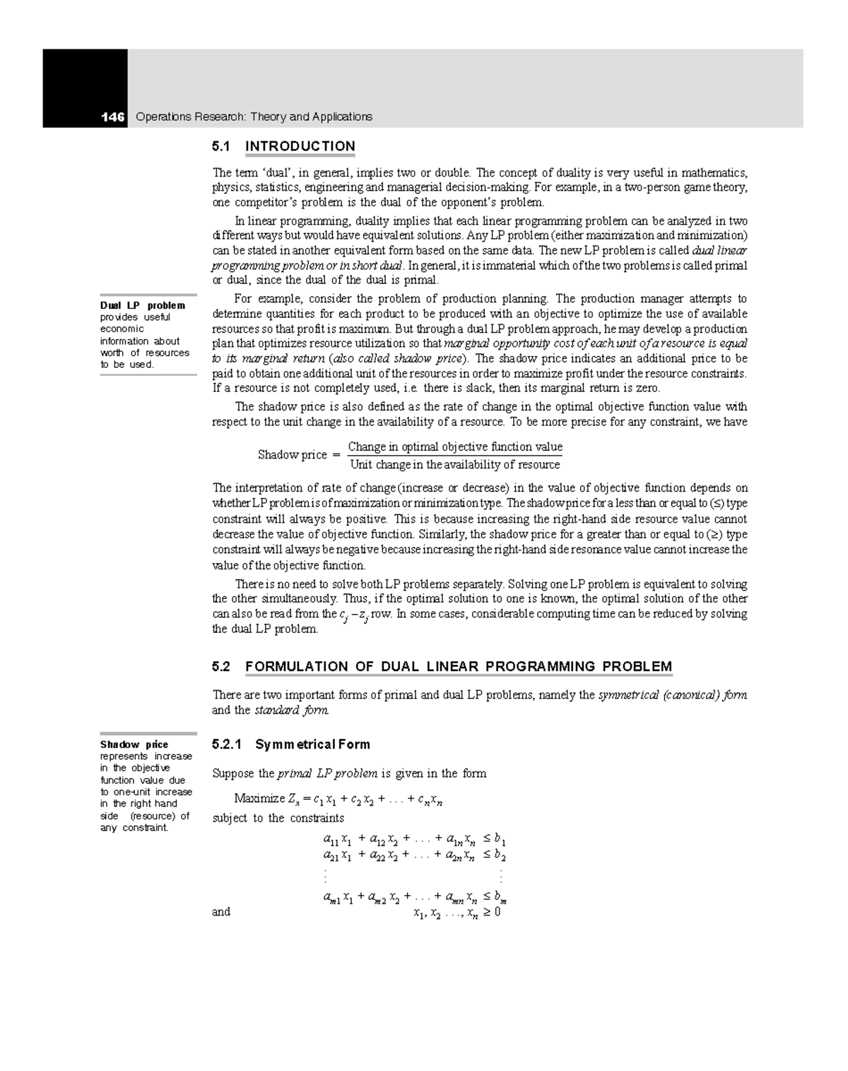 Duality JKSharma - its a book - 146 Operations Research: Theory and Applications 5 INTRODUCTION ...