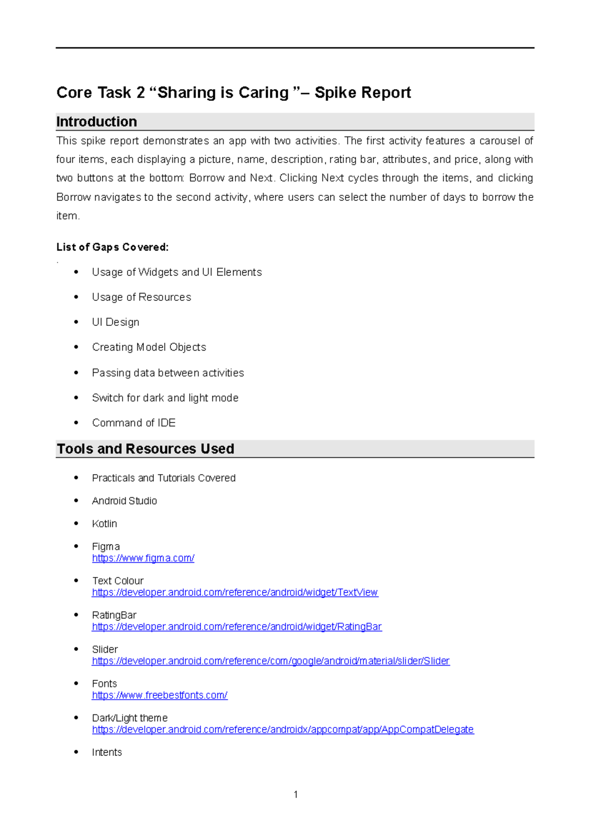 Core Task 2 Spike Report - Core Task 2 “Sharing is Caring ”– Spike ...