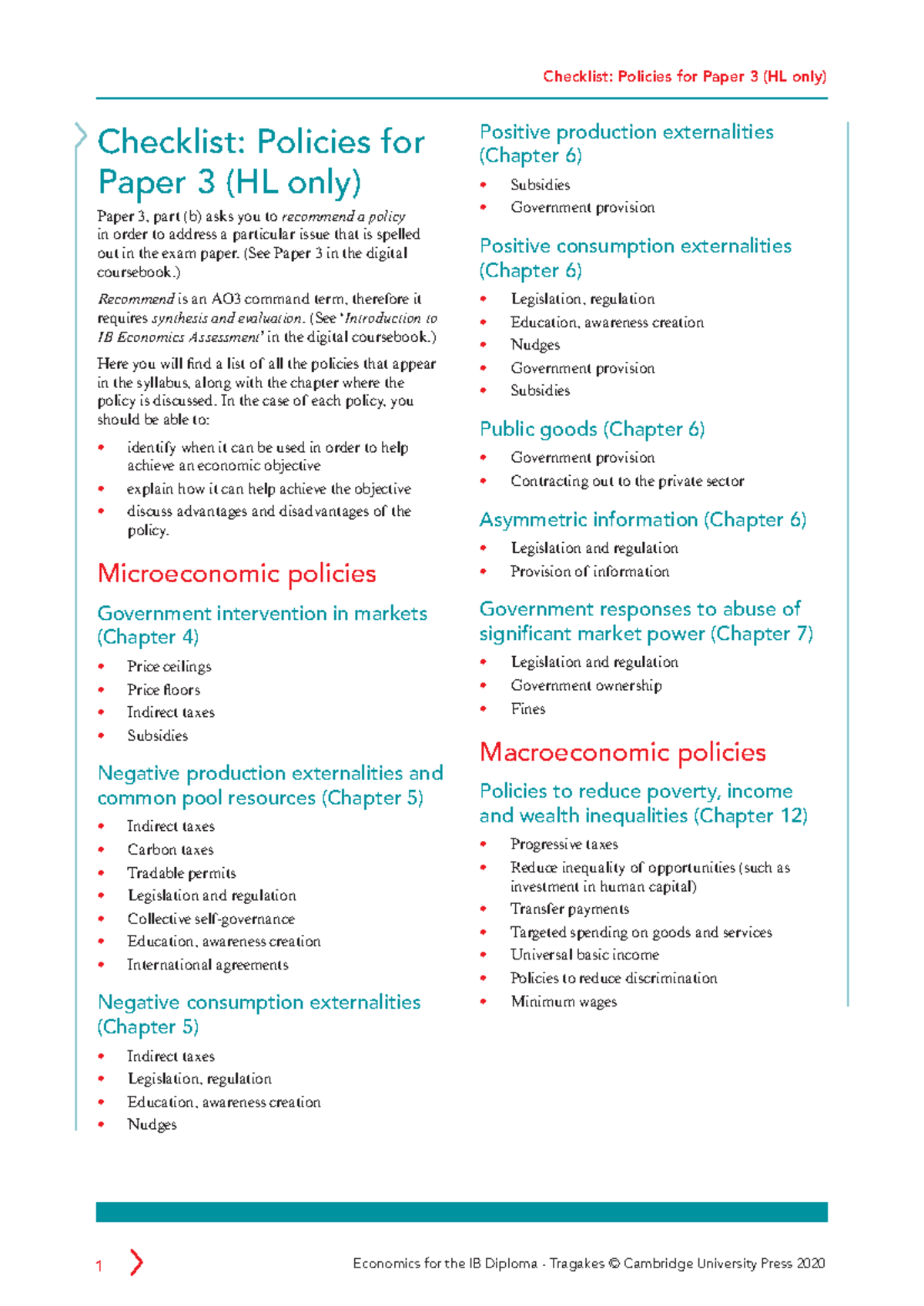 Checklist - Policies for Paper 3 (HL only) - (See Paper 3 in the ...