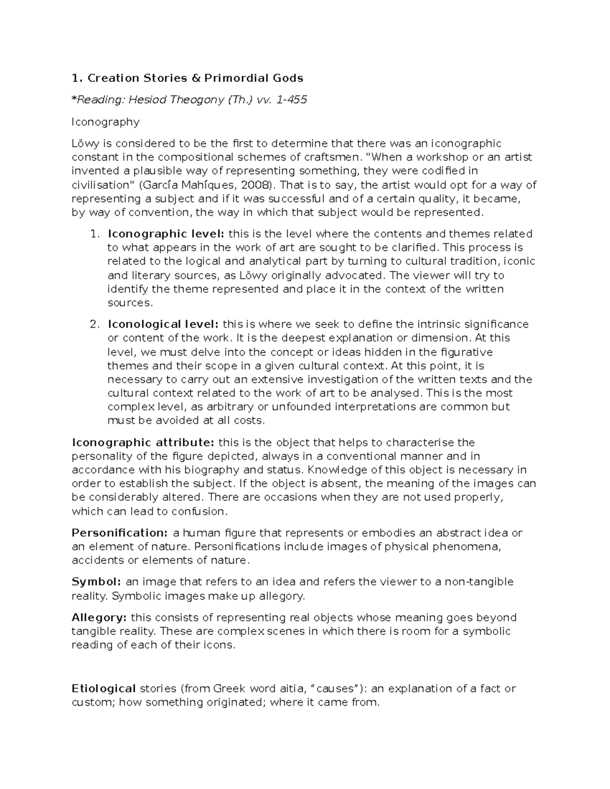 Greekmyth notes 1 - Greek Gods Part 1 - 1. Creation Stories ...