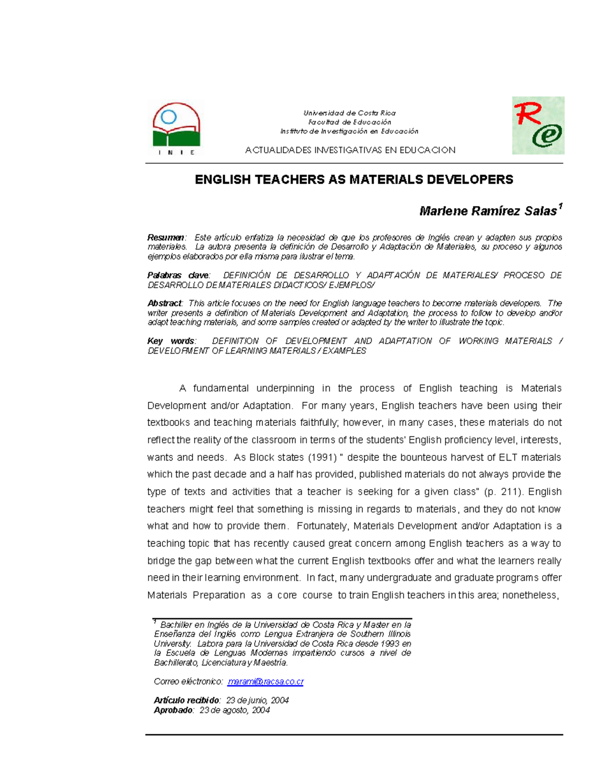 Group 2 Materials Development - Universidad de Costa Rica Facultad de ...