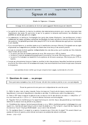 Corrige-ds2 1 - Devoir en classe no 2 – Correction Langevin-Wallon, PTSI 2017- Optique Devoir en ...