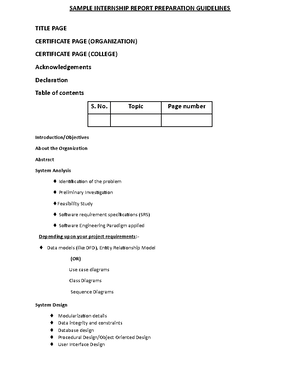 Internship Report Preparation Format - SAMPLE INTERNSHIP REPORT ...