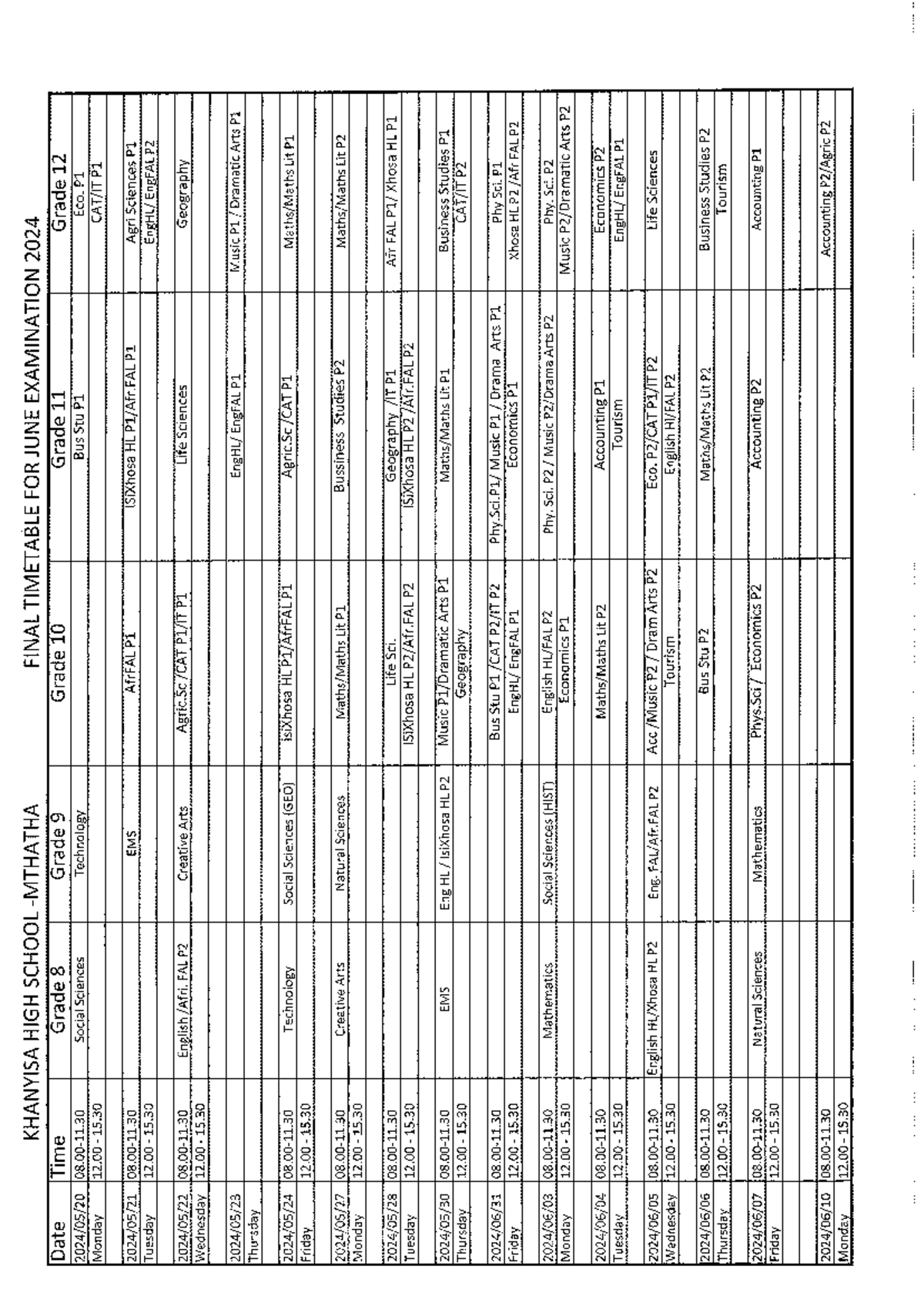June Exams Timetable - Need for June examinations - Studocu
