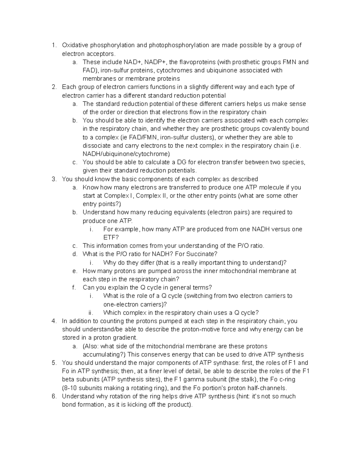 OP NTK - Lecture in question form - Oxidative phosphorylation and ...