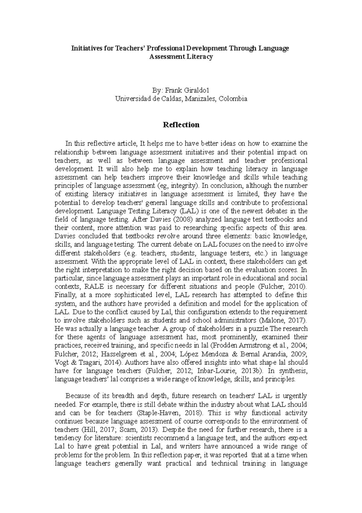 Professional Reading - Initiatives for Teachers’ Professional ...