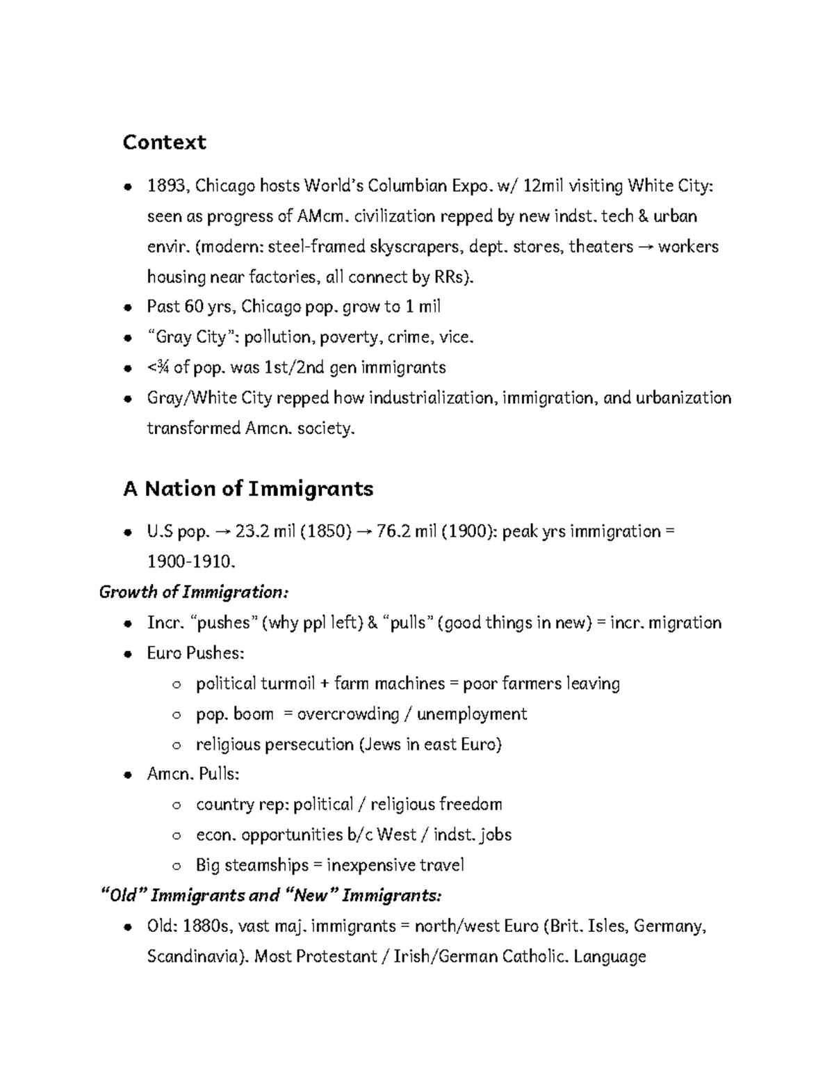18 The Growth of Cities & American Culture, 1865-1900 - Context 1893 ...
