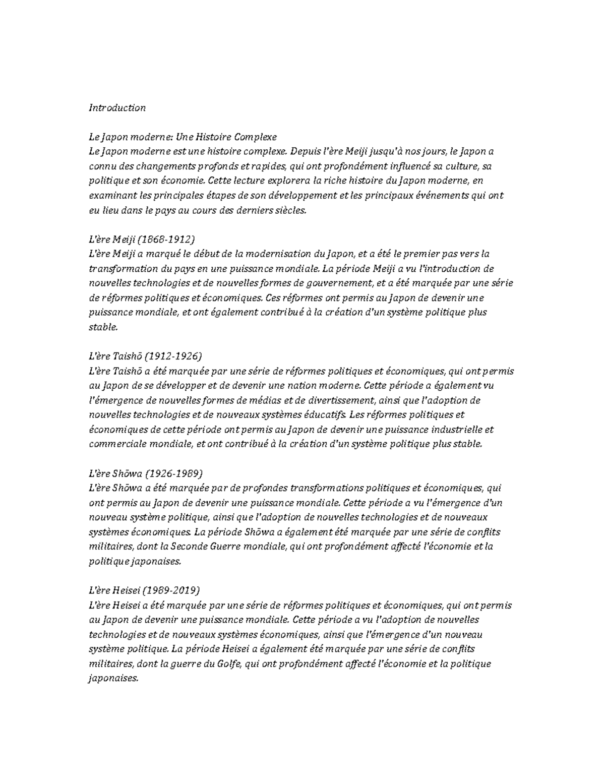 The History of Modern Japan - Introduction Le Japon moderne: Une ...