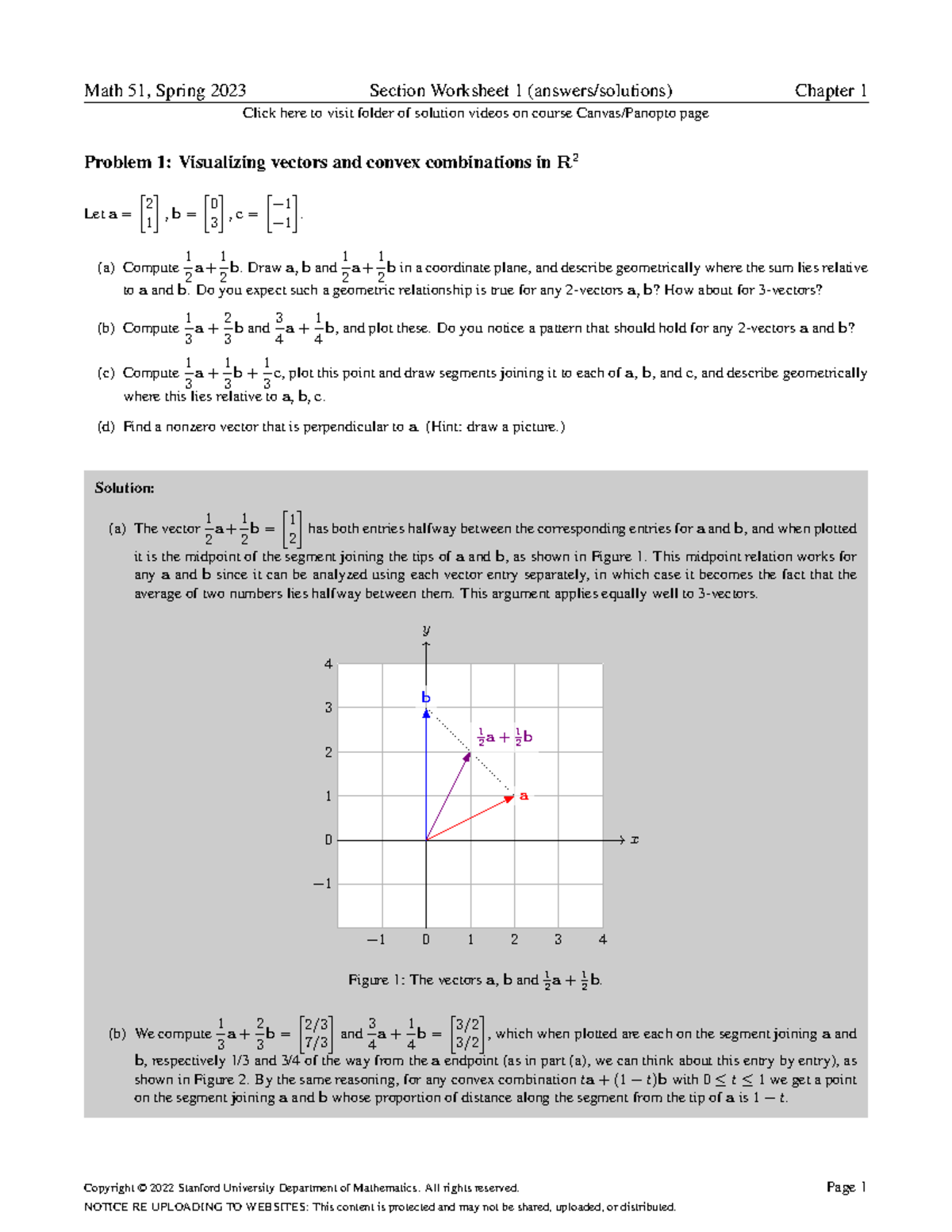 Discussion Worksheet With Solutions - Math 51, Spring 2023 Section ...