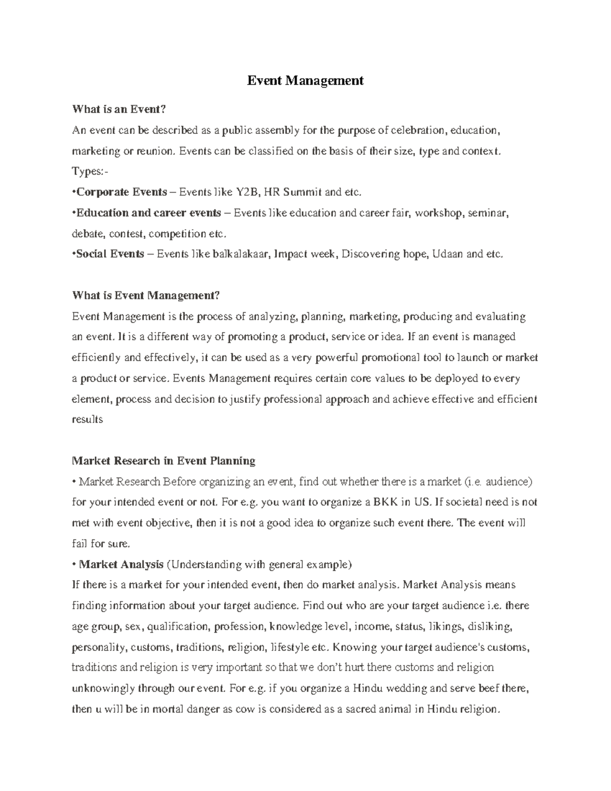 Event management - 6th (Final) Semester Notes - Event Management What ...