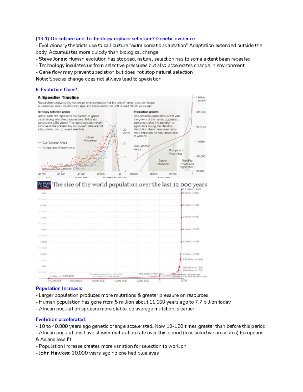 Week 13 Is Evolution Over - (13) Do culture and Technology replace ...
